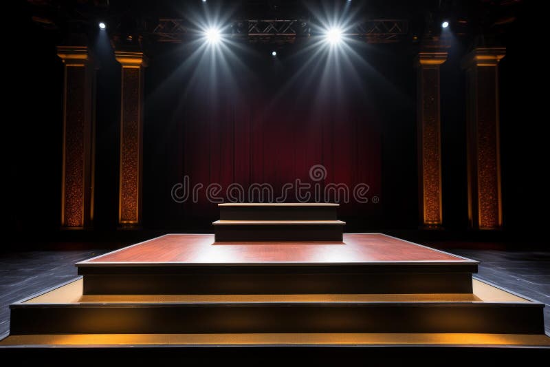 Rectangular Wood Podium Stage Platform. Generate Ai Stock Photo - Image ...