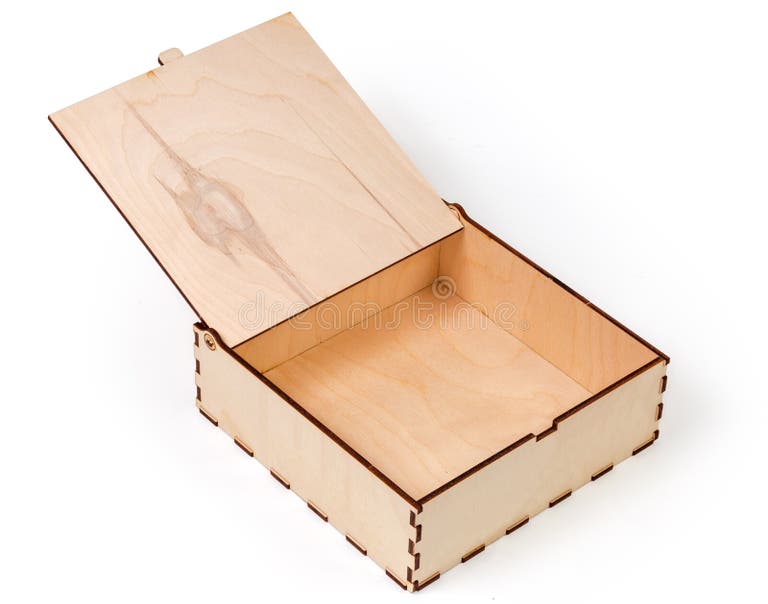 Rectangular Wooden Box with Open Lid on a White Background Stock Photo ...