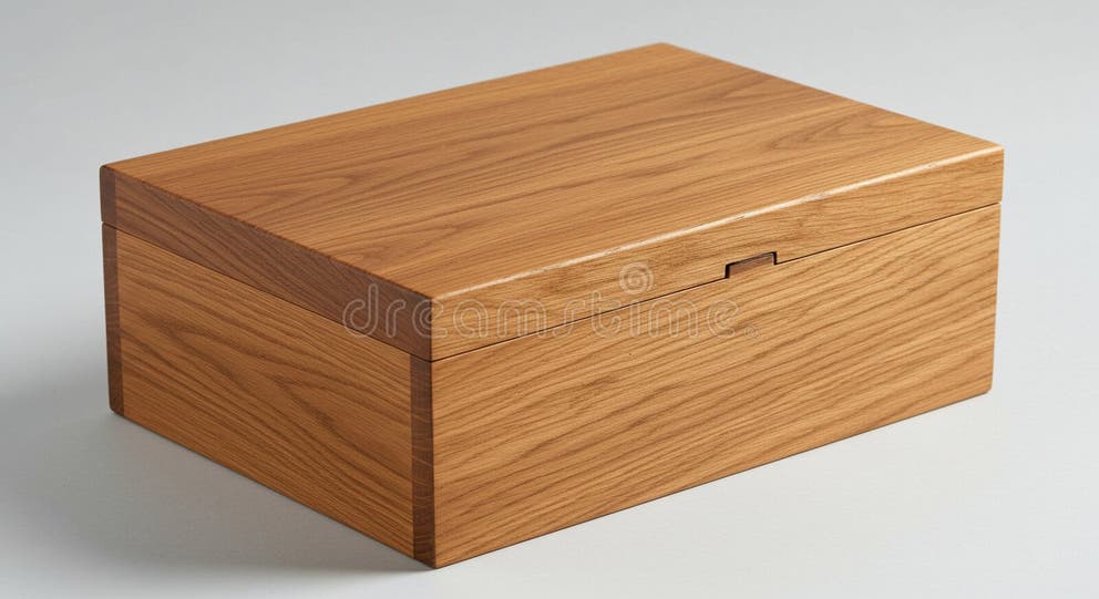 Rectangular Wooden Box with a Smooth Finish and Visible Wood Grain ...
