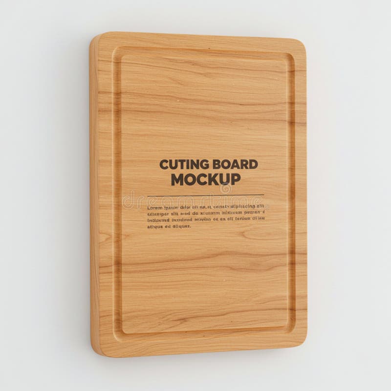 Rectangular Wooden Cutting Board with Light Brown Grain and Soft ...