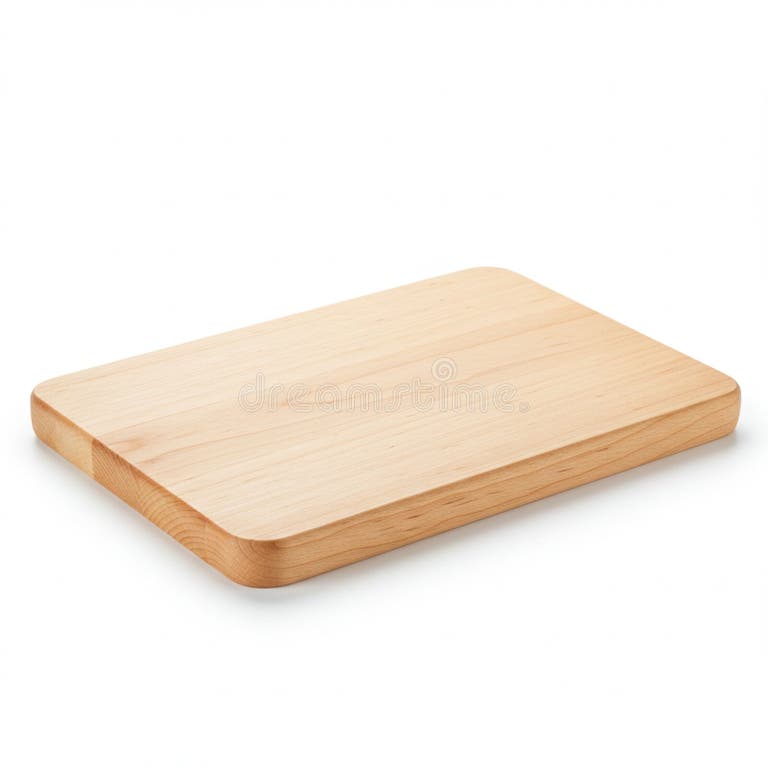 Rectangular Wooden Cutting Board with Rounded Corners. Light Wood Grain ...
