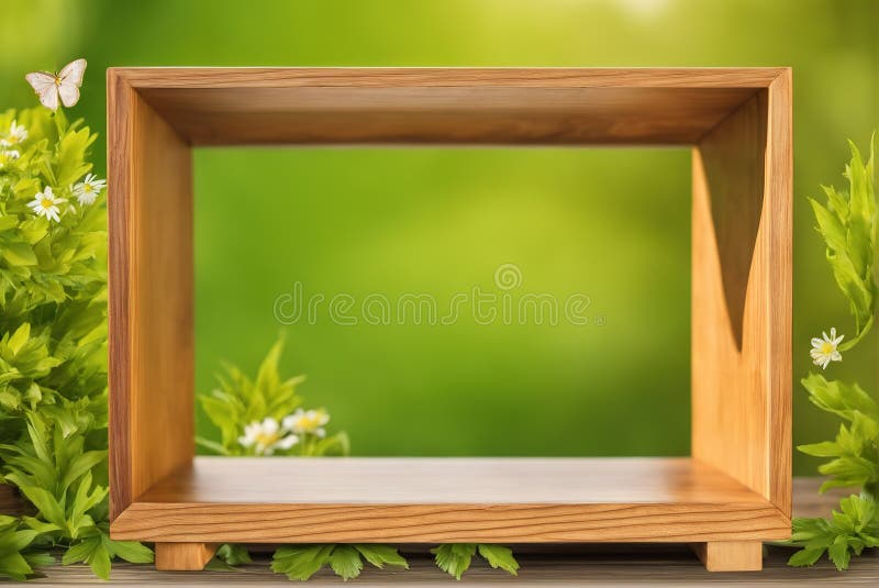A Rectangular Wooden Frame on the Grass in the Garden Stock ...
