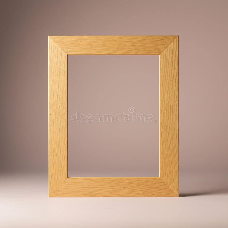 Rectangular Wooden Frame Positioned Upright on a Neutral Background ...