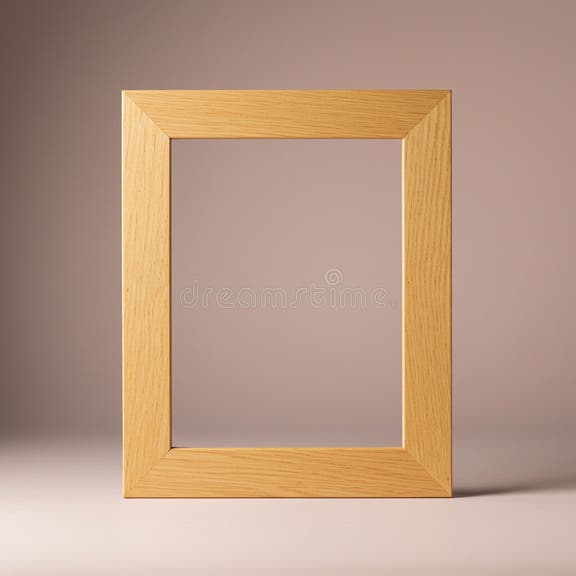 Rectangular Wooden Frame Positioned Upright on a Neutral Background ...