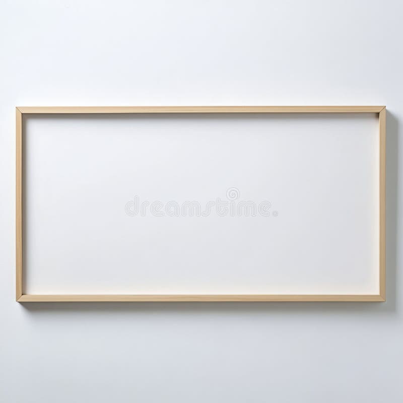 Rectangular Wooden Picture Frame on White Wall Minimalist Display Stock ...