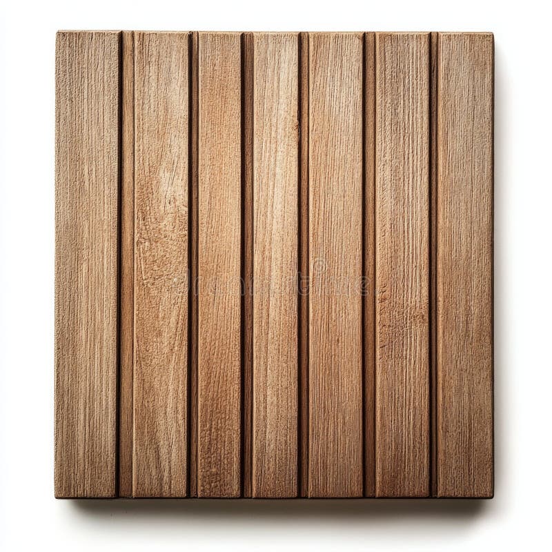 Rectangular Wooden Plank Panel with Vertical Grooves Isolated on White ...