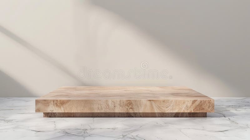 Rectangular Wooden Podium for Product Display on Neutral Background ...