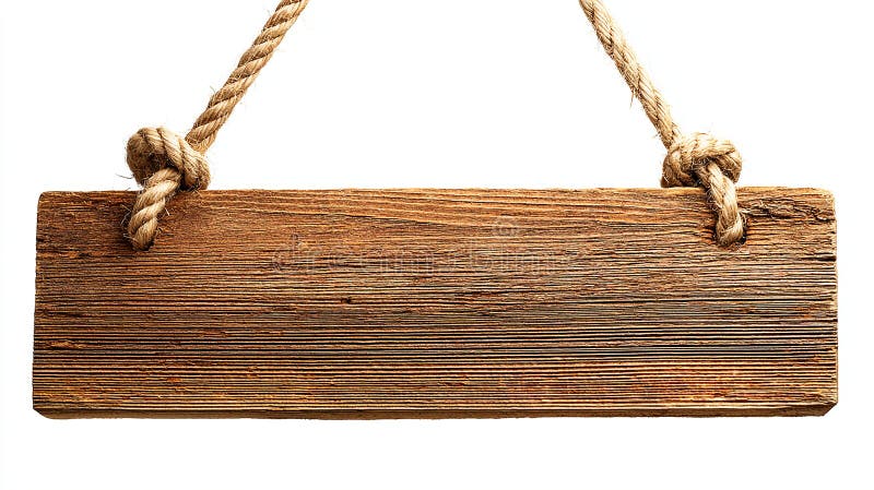 Rectangular Wooden Sign with a Horizontal Grain Pattern, Suspended by ...