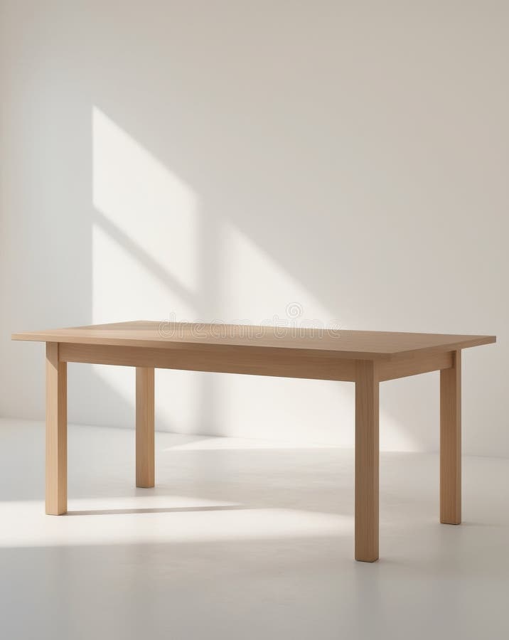 Rectangular Wooden Table Rustic Dining Table Light Brown Wood Empty ...