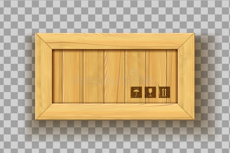 Rectangular Wooden Vector Container from Top View with Shipping Symbols ...