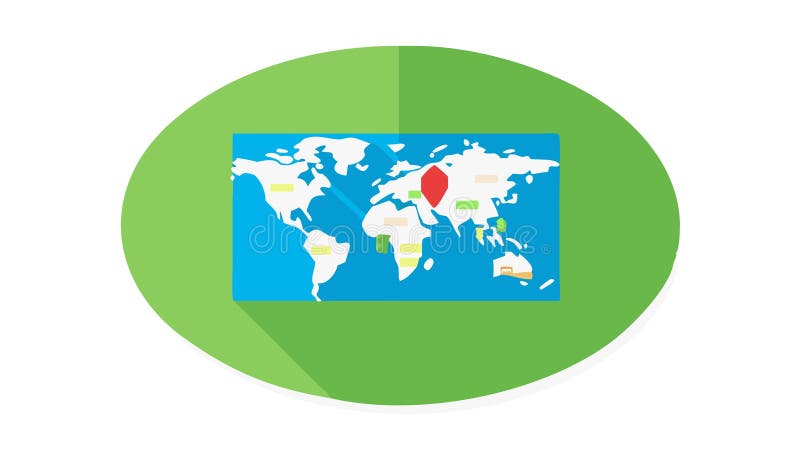 Rectangular World Map Icon, Global Geography and Earth Vector, Vector ...