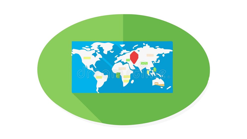 Rectangular World Map Icon, Global Geography and Earth Vector, Vector ...