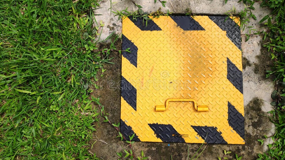 Rectangular Yellow Danger Sign Stock Photo - Image of yard ...