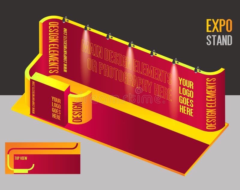Rectangular Yellow and Purple Exhibition Booth Stock Illustration ...