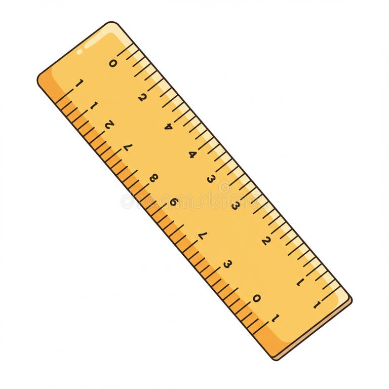 Rectangular Yellow Ruler with Rounded Corners, Featuring Both Inch and ...