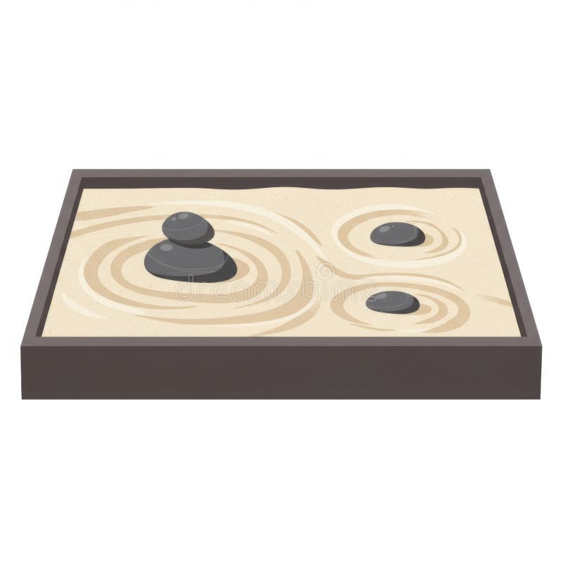 Rectangular Zen Garden with Gray Rocks and Beige Sand Stock ...