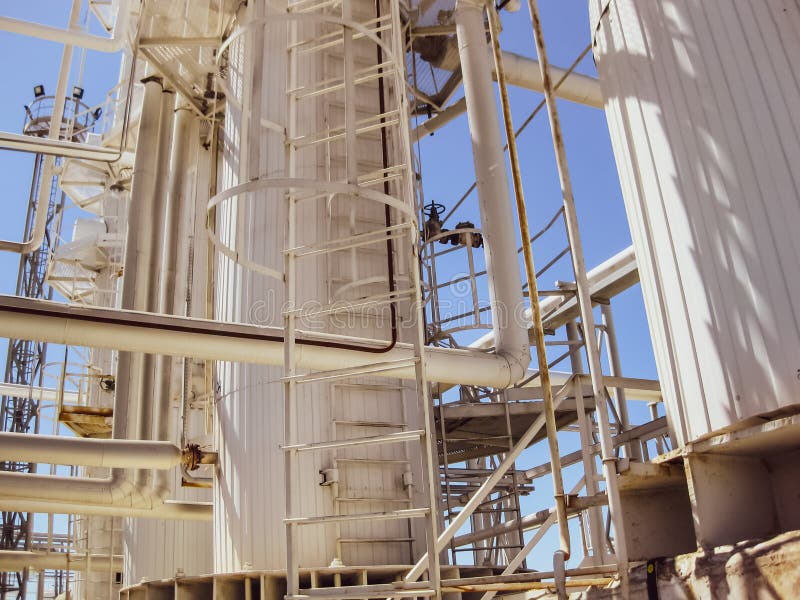 Rectification Columns of the Oil Refinery. Refinery Equipment ...