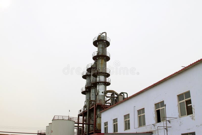 Rectification Tower Building Landscape Stock Photo - Image of gasoline ...