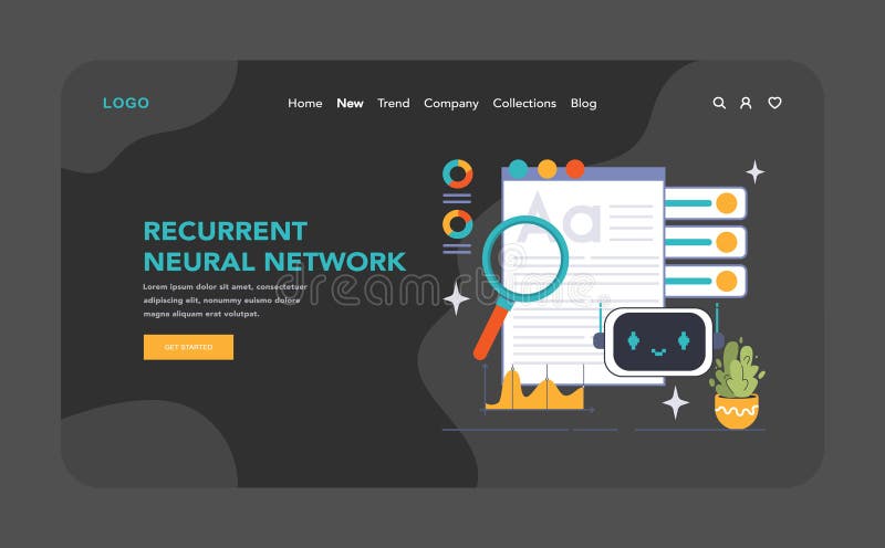 Recurrent Neural Network Concept. Flat Stock Vector - Illustration of ...