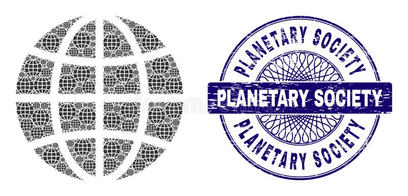 Globe Recursion Mosaic of Globe Items and Scratched Planetary Society ...