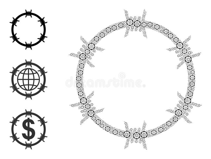 Recursive Barbed Wire Circle Icon Itself Collage Stock Vector ...