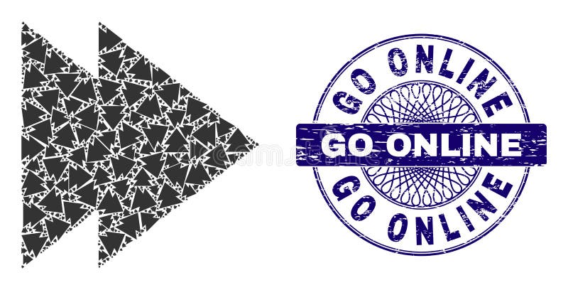 Move Right Recursion Mosaic of Move Right Icons and Scratched Go Online ...