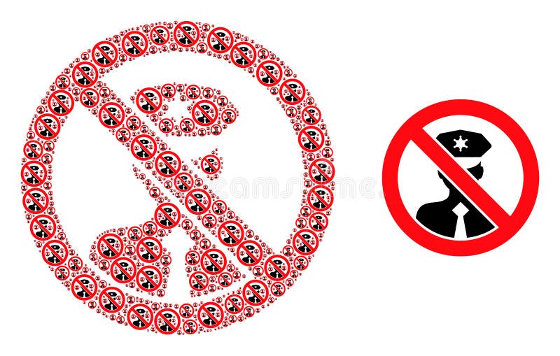 Stop Policeman Composition of Stop Policeman Icons and Basic Icon Stock ...