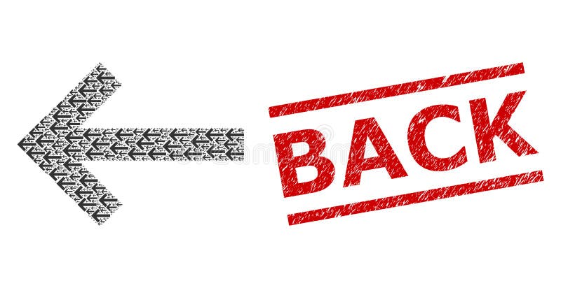 Left Arrow Fractal Mosaic of Left Arrow Icons and Distress Back Seal ...