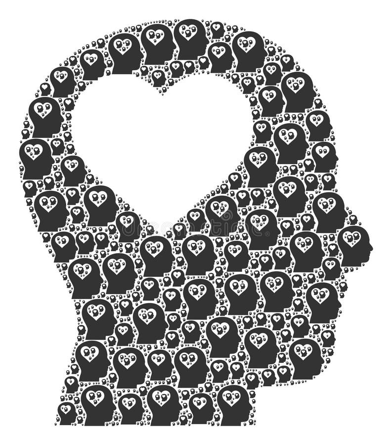 Lover Head Fractal Collage Of Itself Icons Stock Vector Illustration