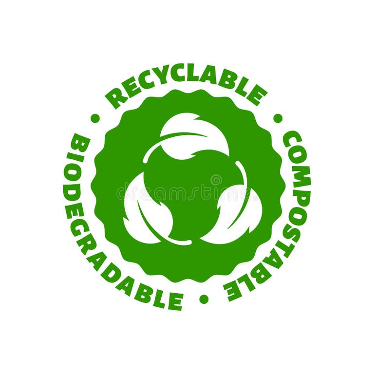 Recyclable Biodegradable Compostable Circle Green Inons. Vector Eco Bio ...