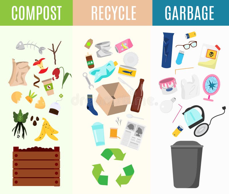 Types of Waste Infographic Illustration. Different Sort of Garbage ...