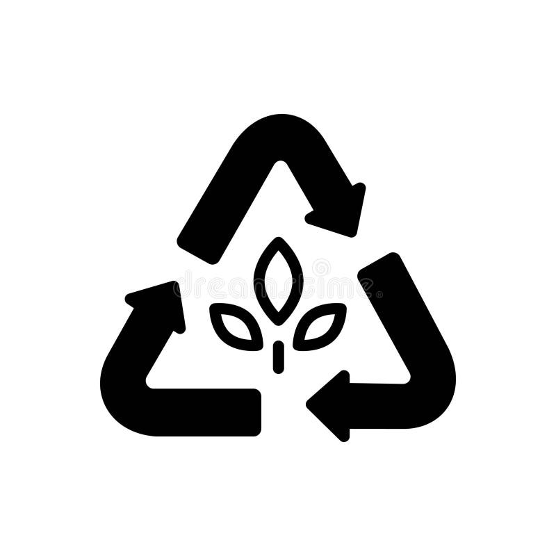 Black Solid Icon for Recyclable, Recycle and Reduce Stock Vector ...