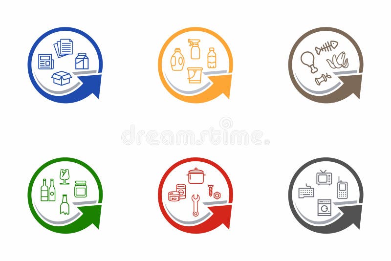 Different Colored Signs for Separate Recycling. Selective Waste ...