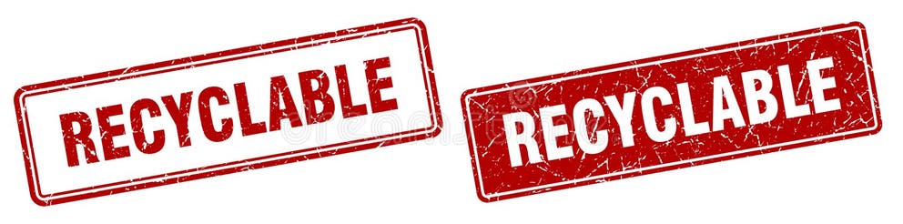 Recyclable Stamp Set. Recyclable Square Grunge Sign Stock Vector ...