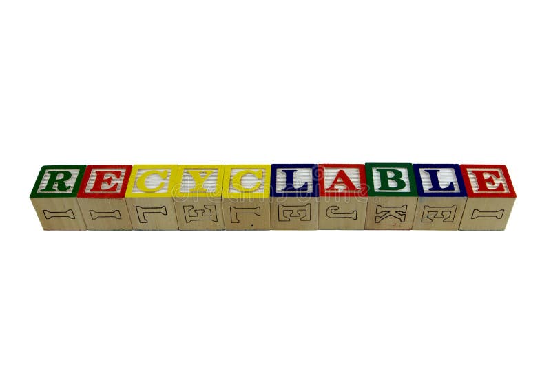 Recyclable on toy blocks stock photo. Image of carbon - 8990316