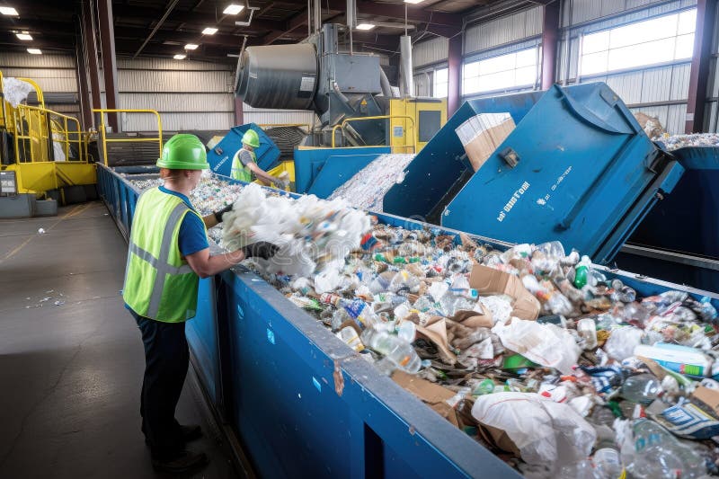 Recyclables Being Sorted and Prepared for Recycling Stock Illustration ...