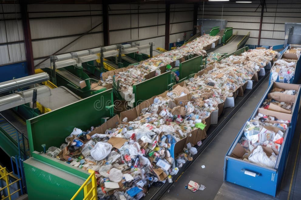 Recyclables Being Sorted and Prepared for Recycling Stock Illustration ...
