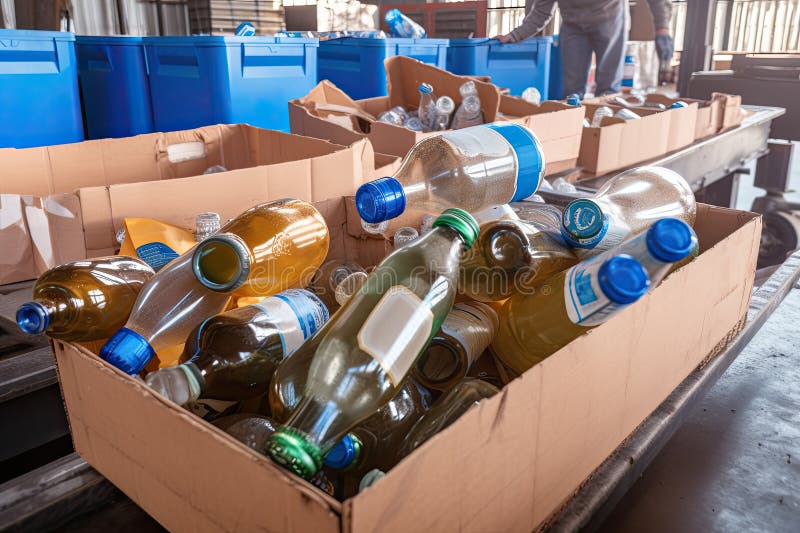Recyclables Being Sorted and Prepared for Recycling Stock Illustration ...
