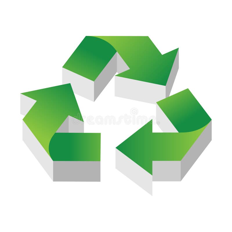 Waste Recycling Logo in 3D Style. Stock Vector - Illustration of hand ...
