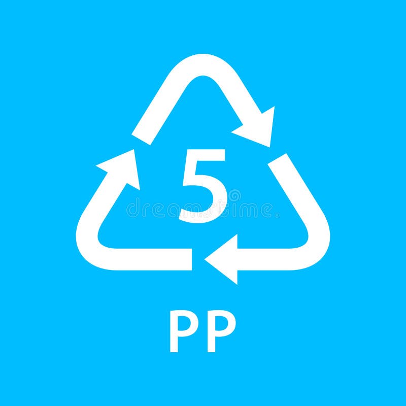 Recycle Arrow Triangle PP Types 5 Isolated on Blue Background ...