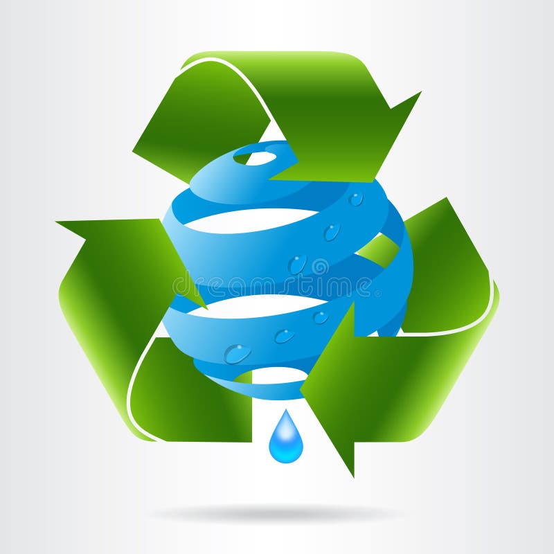 Recycle Arrows and Abstract Blue Sphere with Water Drops. Stock Vector ...