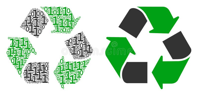 Recycle Arrows Collage of Binary Digits Stock Vector - Illustration of ...