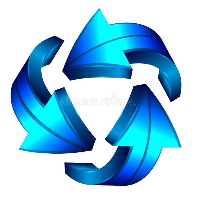 Blue Arrows in Circle stock vector. Illustration of dimension - 17069216