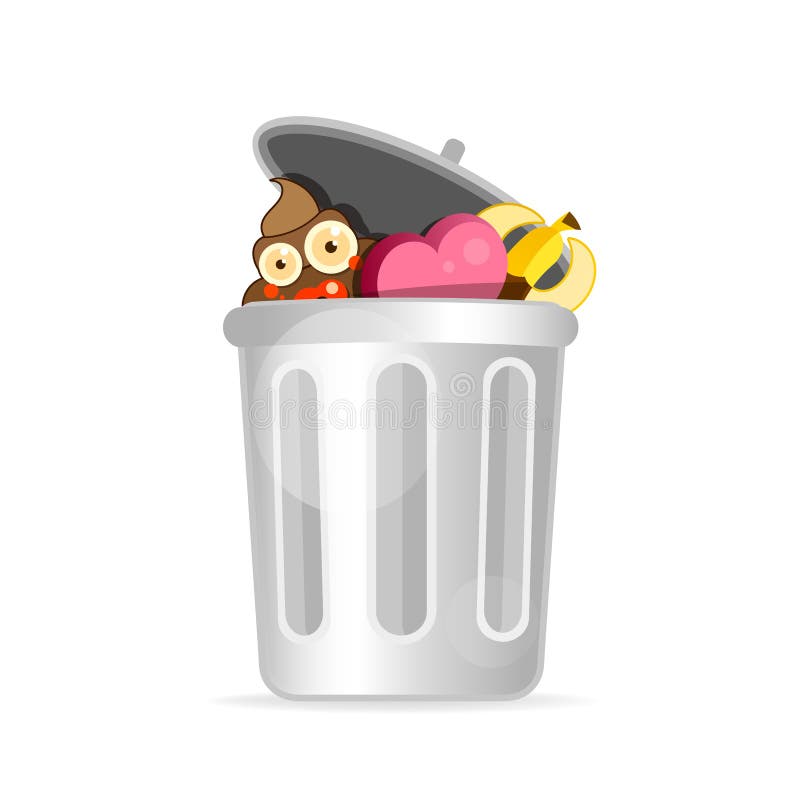 Recycle Bin Cartoon Character Modern Flat Design. Vector Illustration ...