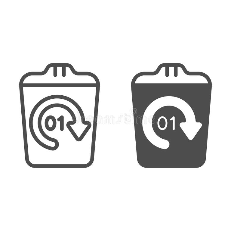 Recycle Bin with Circular Arrow Line and Solid Icon, Data Storagei ...
