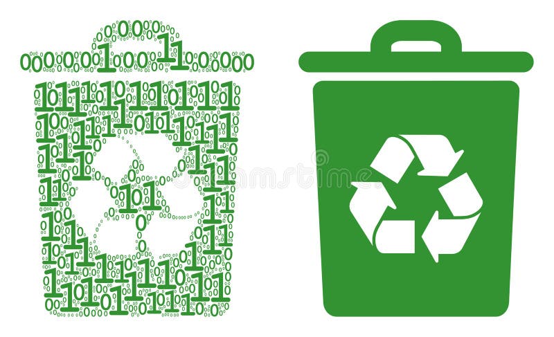 Recycle Bin Collage of Binary Digits Stock Vector - Illustration of ...