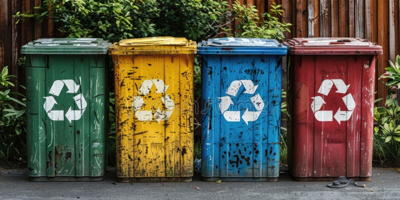 Recycle Bin Container Outdoors, Sorting Garbage, Enjoying Zero Waste ...