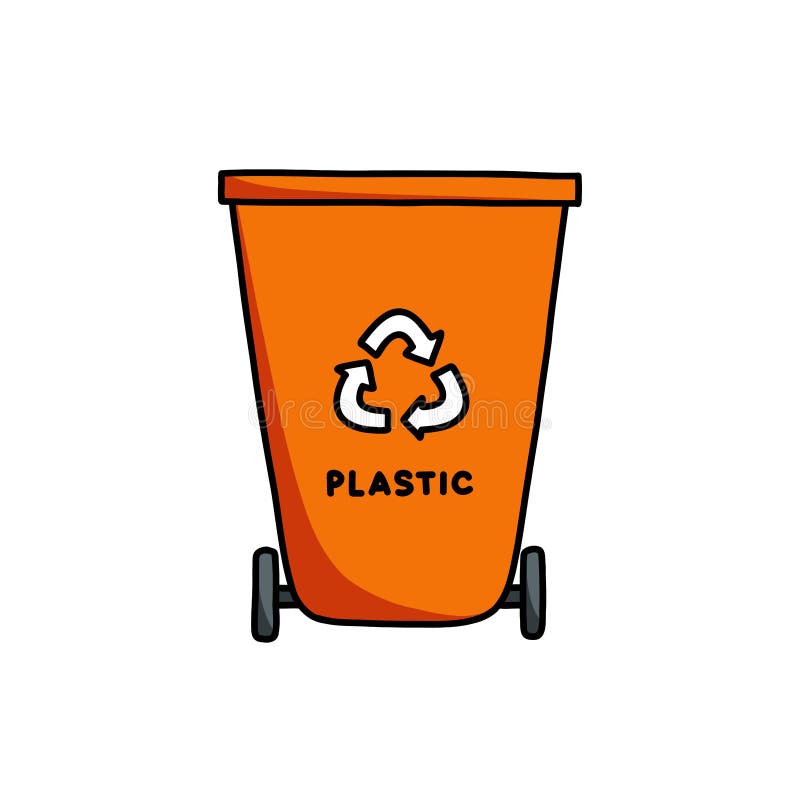 Recycle Bin Container Plastic Doodle Icon, Vector Color Line ...