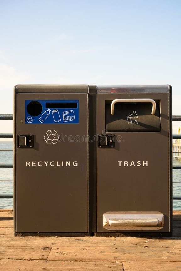 Recycle Bin Container Versus Trash Bin Stock Image - Image of long ...
