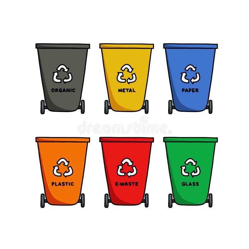 Recycle Bin Containers Doodle Icon, Vector Color Line Illustration ... Recycle Bin Containers Doodle Icon, Vector Color Line Illustration ...